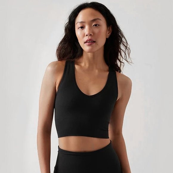 Athleta | Tops | Athleta Aurora Seamless Crop Rib Tank Black | Poshmark
